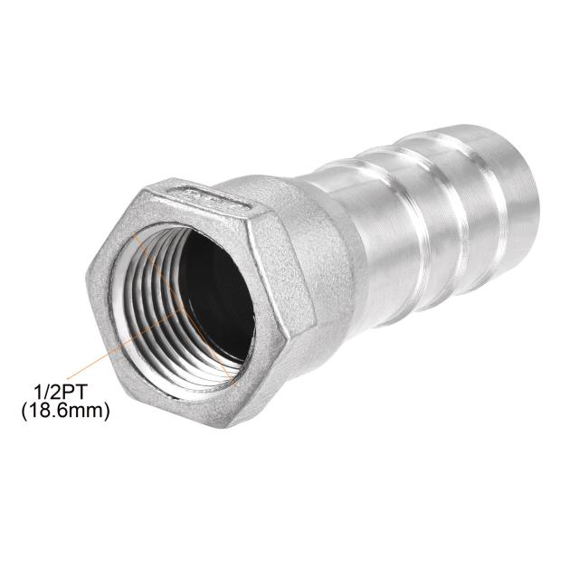 uxcell バーブホース継手コネクタアダプタ 304ステンレス鋼 16-25 mmホースクランプ付き 20 mmバーブxG1/2メス パイプ ...