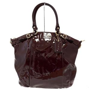 コーチ COACH ハンドバッグ レディース マディソン パテント リンジー サッチェル 18627 ボルドー エナメル（レザー）【中古 ...