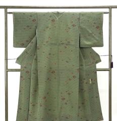 平和屋着物▽小紋 単衣 駒に舞花文 黒地 洗える着物 DAAT9192azの通販