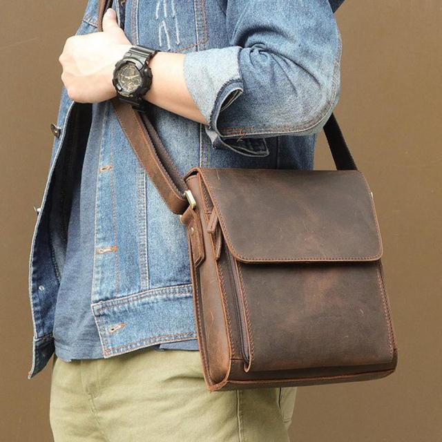 本革　メッセンジャーバッグ　ショルダーバッグメンズ 斜めがけ 2way ビジネスバッグ　通勤バッグ カバン　牛革　通勤通学 　カジュアル アウトドア