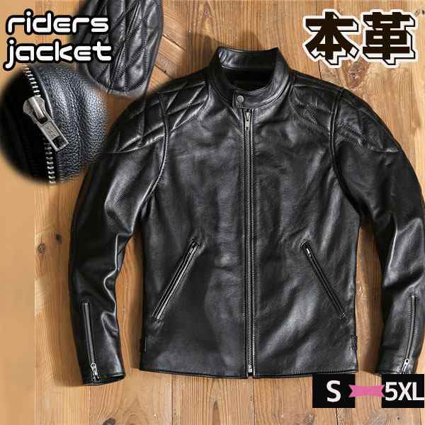 ライダースジャケット 本革 メンズ シングル レザージャケット 秋冬 革ジャン キルティング バイク 防風 ブルゾン B系 冬服 バイカー おしゃれ agesugi_sfa