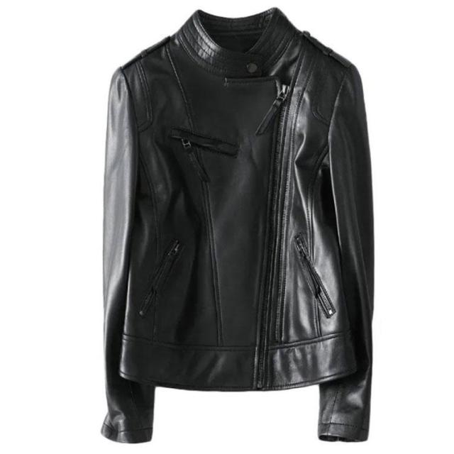 レディース革ジャン 本革　秋冬　レザージャケット ライダースジャケット  ラム革  バイクウェア シングル 女性用　上品　防寒防風