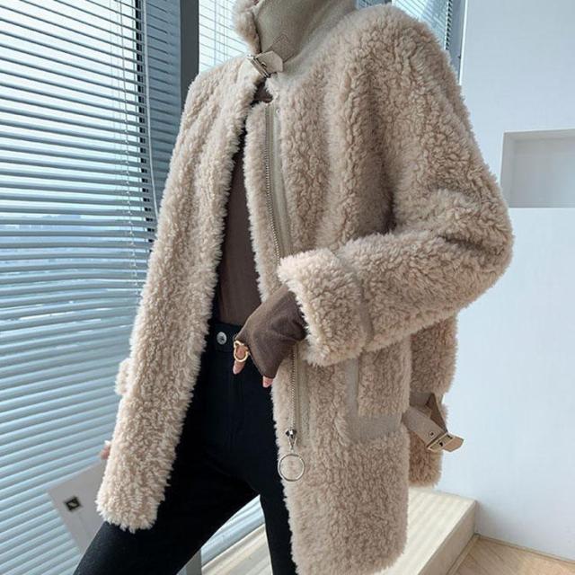 秋冬 レディース ファーコート 毛皮コート ボアジャケット　ボアコート　レディースコート  本物のファー ウール  アウター ジャケット　暖かい OL　通勤