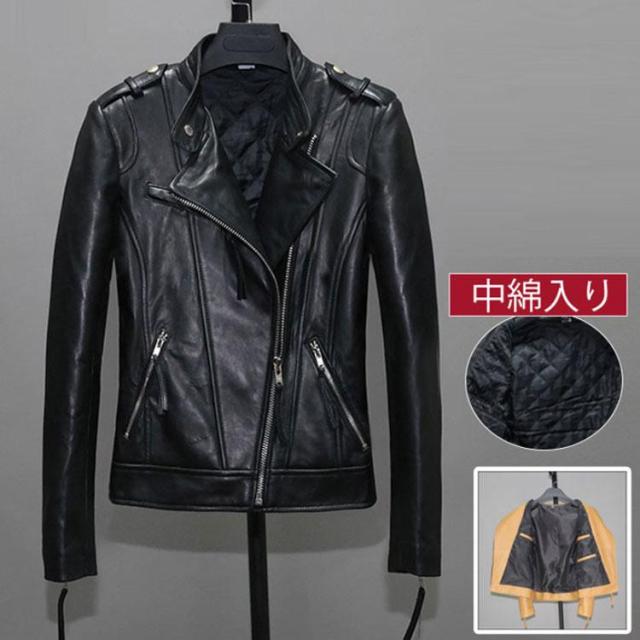 レディース革ジャン 本革　秋冬　レザージャケット ライダースジャケット  ラム革  バイクウェア シングル 女性用　上品　防寒防風
