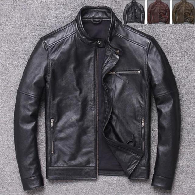 メンズ革ジャン 本革　秋冬　レザージャケット ライダースジャケット  スリム バイクウェア シングル 男性用　上品　防寒防風