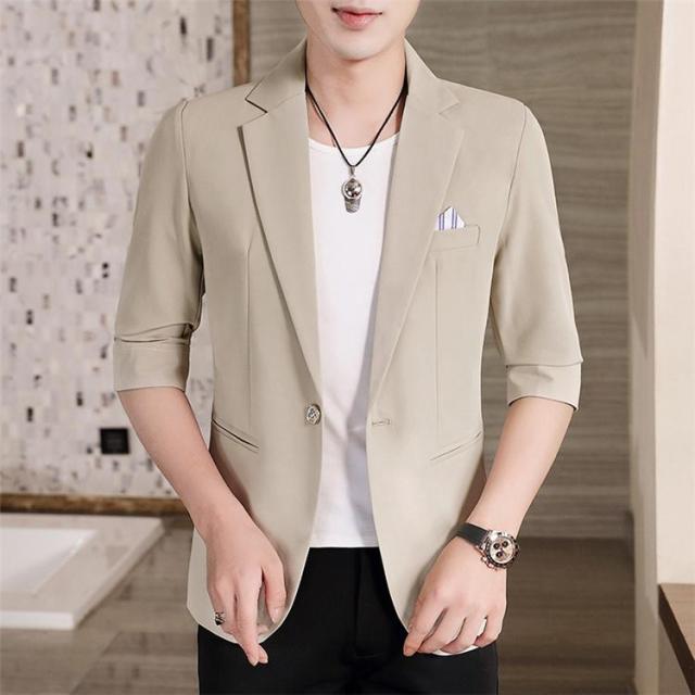 テーラードジャケット メンズ スリムスーツ おしゃれ ビジネス 紳士服 七分袖 夏着 夏物 カジュアル 父の日