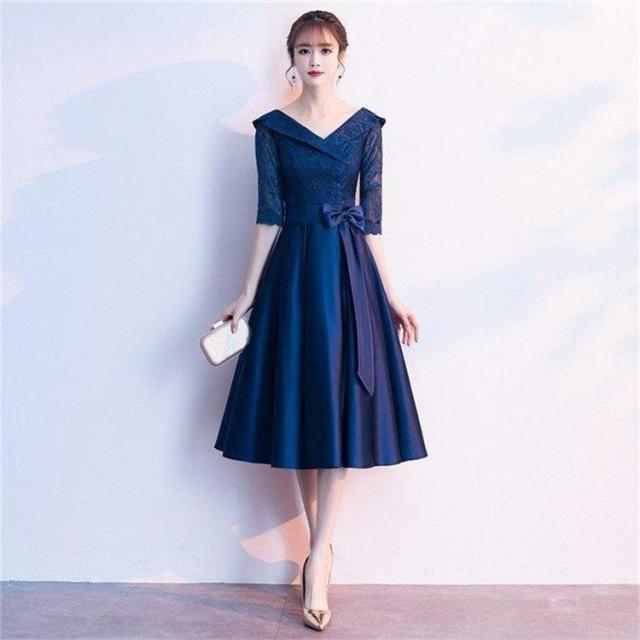 パーティードレス 大人 上品 お呼ばれ 二次会 披露宴 成人式 ピアノ 発表会 二次会 結婚式 袖あり ウエディング 二次会ドレス ワンピース レース 大きいサイズ