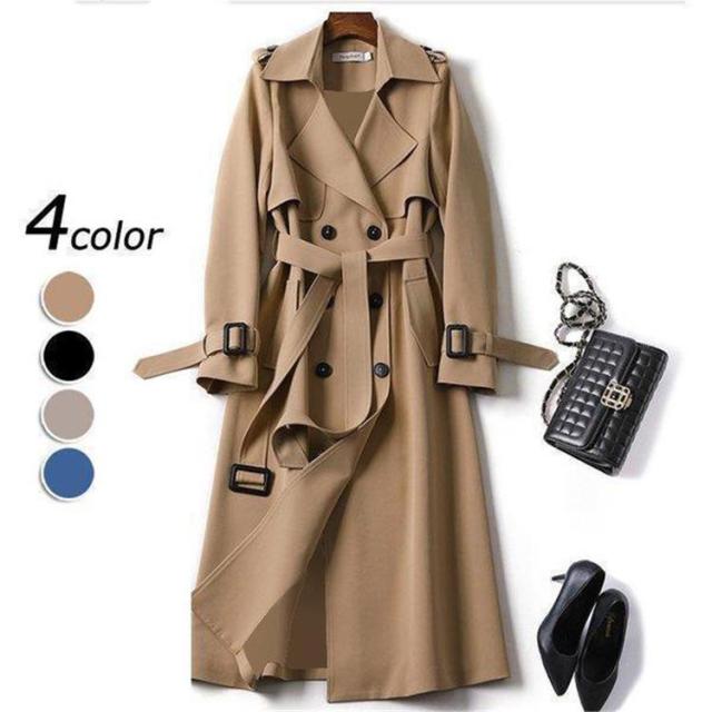 トレンチコート ジャケット レディース 40代 秋冬 長袖 スプリングコート ロング丈 カーキジャケット ひざ下 ライトアウター 秋服 オシャレ 大人 30代 50代