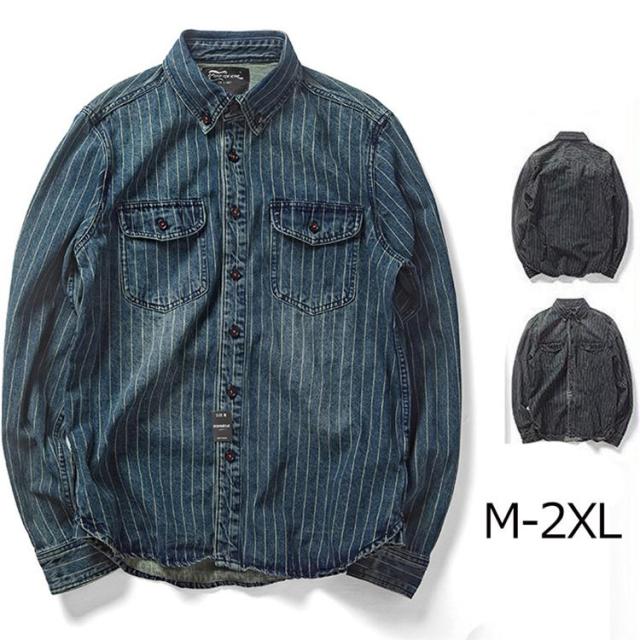 デニムシャツ メンズ デニムジャケット ウエスタンシャツ 長袖 カジュアル トップス 秋服 アメカジ 上品 クラシック ヴィンテージ加工
