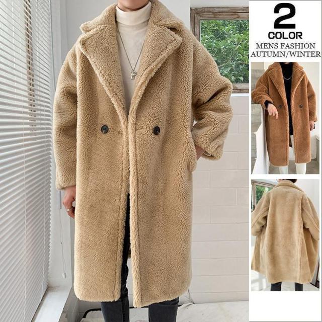 ムートンコート メンズ ボアジャケット テーラード あったか 厚手 冬物 メンズコート ボア ロングコート 父の日 プレゼント