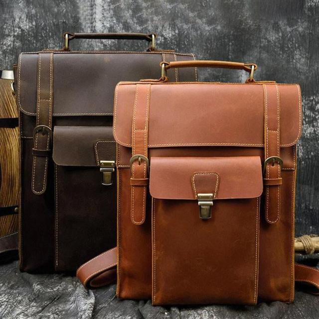 ☆新品☆ 本革 ビジネスリュック 牛革 デイバッグ メンズバッグ ビジネスバッグ おしゃれ 職人手作り大容量 旅行 通勤 出張 ブラック