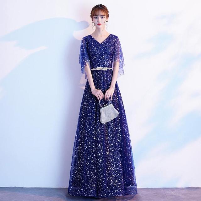 カラードレス ロングドレス ロイヤルブルー 演奏会 発表会 コンサート コンクール ウェディングドレス 合唱衣装 大人 ステージドレス 大きいサイズ