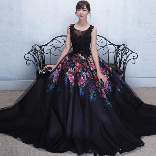 ロングドレス 花柄 演奏会 パーティードレス 結婚式 ドレス ウェディングドレス パーティドレス お呼ばれ ピアノ 発表会 フォーマル ドレス 二次会ドレス