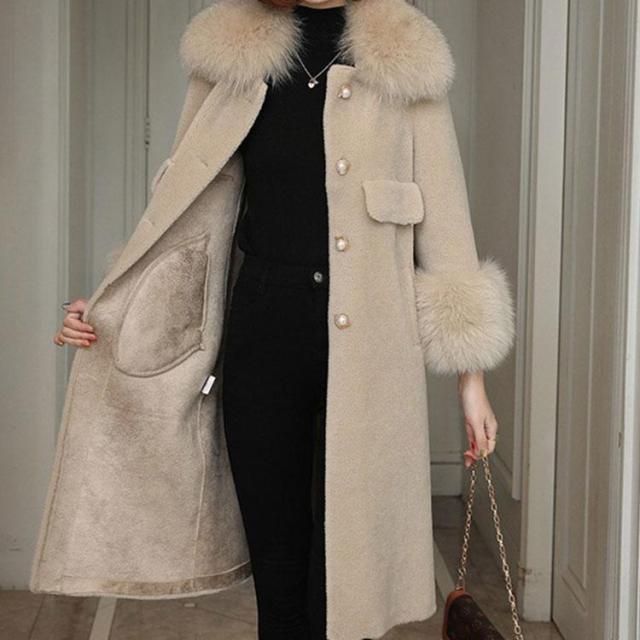 秋冬 レディース ファーコート 毛皮コート   ミドル丈   レディースコート  本物のファー   アウター ジャケット　暖かい OL　通勤　レディースアウター