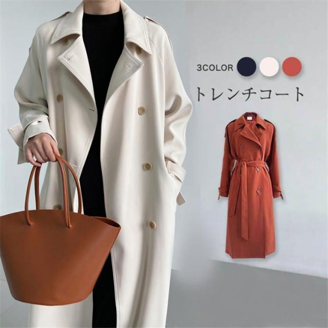 トレンチコート レディース 秋服 春 ロング Aライン ベルト付き オシャレ 着痩せ アウター 韓国風 通勤 OL スプリング 20代 30代 40代 50代 チェスターコート