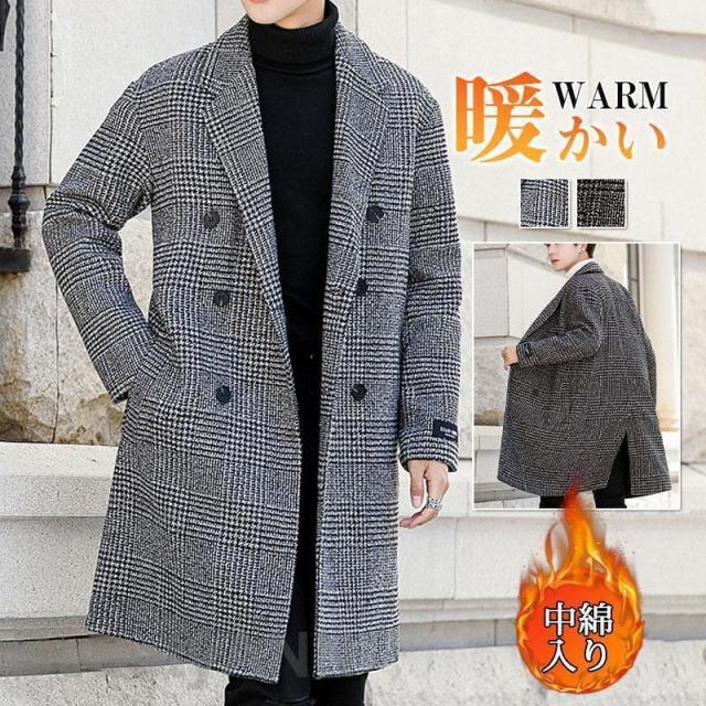 チェスターコート メンズ レディース ロング テーラード 千鳥格子 チェック柄 スプリング ビジネス 中綿入り通勤 通学 ラシャ ツイード 防寒 暖かい ジャケット