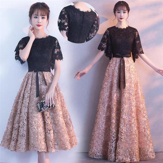 ロングドレス 演奏会 結婚式 ドレス 袖あり マキシ丈 aライン パーティードレス フォーマル パーティドレス ピアノ 発表会 二次会 ウェディング 花嫁 上品 大人