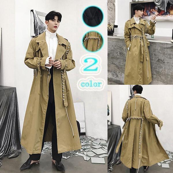 トレンチコートメンズロングコート超ロング通勤コートスプリングコートダスターコート紳士服アウター 春秋個性的かっこいい