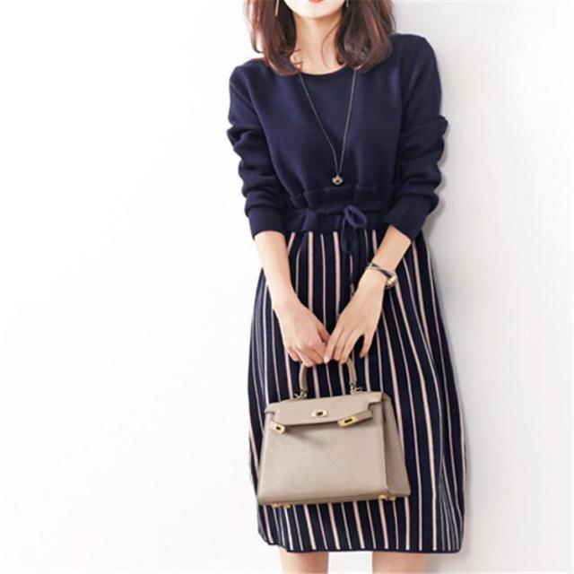 ドッキングワンピース 20代 30代 40代 50代 通勤 オフィス ひざ丈 ワンピース レディース ファッション きれいめ 上品 女性 秋 冬 春 ドッキング 4色