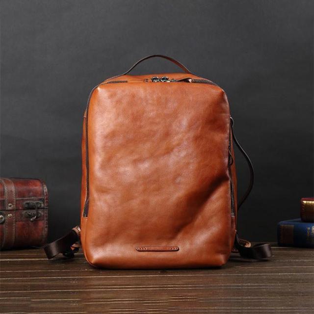 ☆新品☆ ヌメ革 ビジネスリュック 本革 デイバッグ メンズバッグ ビジネスバッグ PC レザー 手作り 紳士用 大容量 旅行 3色 通勤 出張