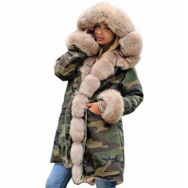 モッズコート ミリタリージャケット スワローテール フェイクファー付き フード付き レディース アウター 迷彩柄 カモフラージュ 防寒 秋冬