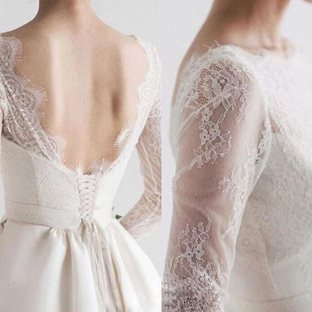 Aライン ウェディングドレス 長袖 ウエディングドレス ワンピース ロング 編み上げタイプ 前撮り 後撮り 披露宴 結婚式