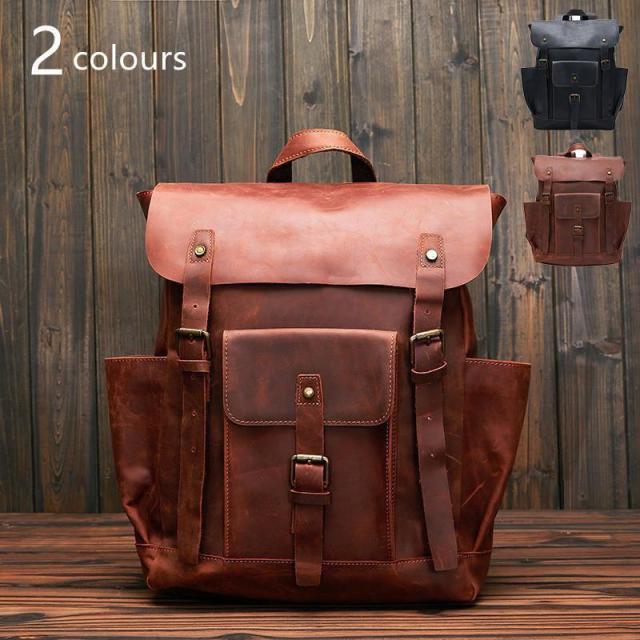 リュックメンズ 厚手牛革 リュックサック メンズ 大容量 A4対応 ビジネスリュック 通勤 通学 バックパック 本革 メンズパック 2色
