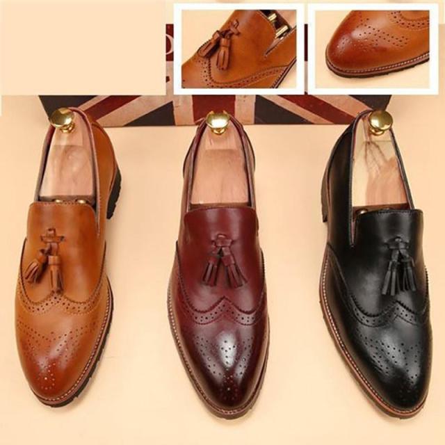 ローファーシューズ メンズ ビジネスシューズ ウイングチップ 革靴 イギリス風 タッセル ローカット ブローグ