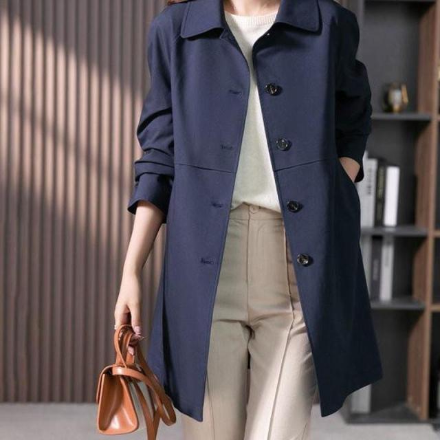 トレンチコート レディース 40代 ミディアム丈ジャケット ステンカラースプリングコート 春コート 母の日ギフト カジュアル韓国風 通勤バーカー 30代 50代