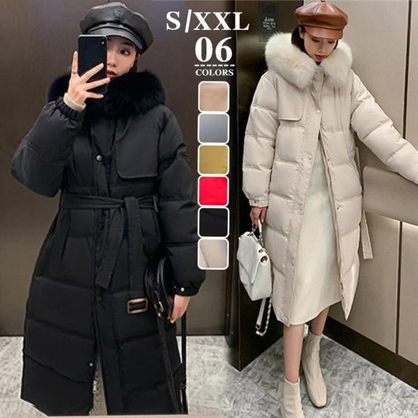 ロングダウンコート ダウンコートロングレディース ファー付きダウンコート フード付き 冬コート 大きいサイズ ジャケット アウター 新作 全6色 6サイズ