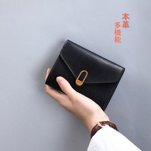 二つ折り財布 レディース財布 黒 本革 牛革 クリスマス ギフト 小銭入れ コンパクト シンプル レザー財布 さいふ サイフ 柔らかい 高品質