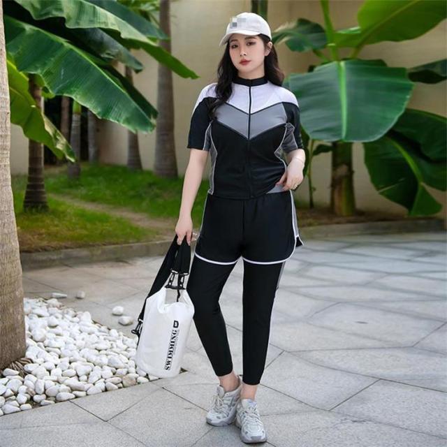 水着レディース 50代 ジム 40代 30代 20代 10代 体型カバー 黒 4 点セット 大きい サイズ スポーツ ウェットスーツ フィットネス レジャー サーフィン