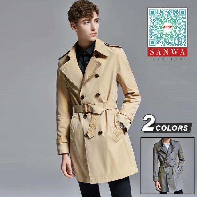メンズトレンチコート　コート　春秋冬　メンズ　ジャケット　ロングコート　トップス　アウター　ミディアム　ビジネス　通勤　カジュアル　紳士