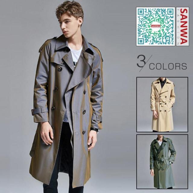 メンズトレンチコート　コート　春秋冬　メンズ　ジャケット　ロングコート　トップス　アウター　ミディアム　ビジネス　通勤　カジュアル　紳士