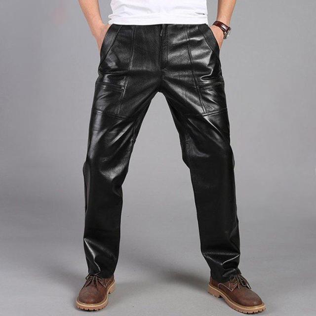 本革 牛革 メンズ革パン　春秋冬　レザーパンツ 防風防寒 バイクパンツ　ロングパンツ　スリム　スキニー モーターパンツ ライダース