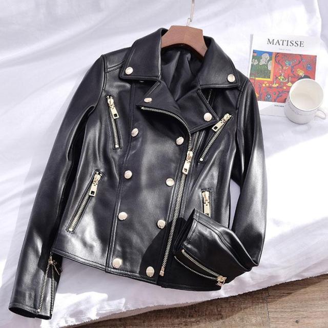 レディース革ジャン 本革　秋冬　レザージャケット ライダースジャケット  ラム革  バイクウェア シングル 女性用　上品　防寒防風