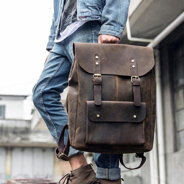 リュック　メンズ　リュックサック 本革　牛革　デイパック　ビジネス　バックパック　レザー　通勤通学　旅行　出張　アウトドア　自転車鞄　カバン　男女兼用
