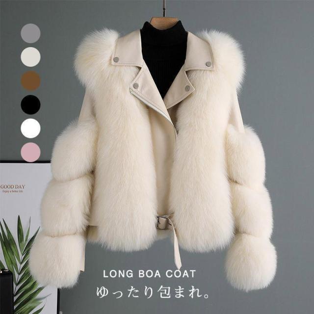 フェイクファーコート ファーコート レデイース 毛皮コート ジャケット モコモコ ボアコートフォックス 防寒防風 長袖 アウター ショット丈