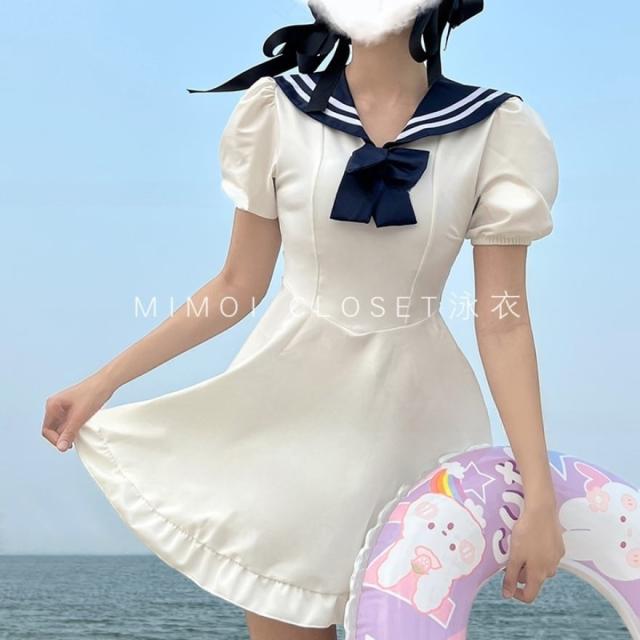 水着 レディース 体型カバー ワンピース セーラー風