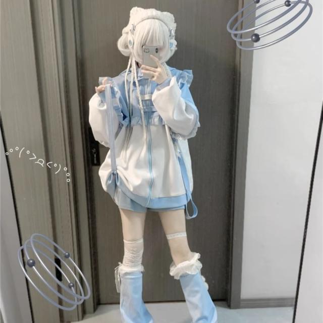 即納】天使界隈 地雷系 可愛い服 セットアップ 付け袖 オールシーズン