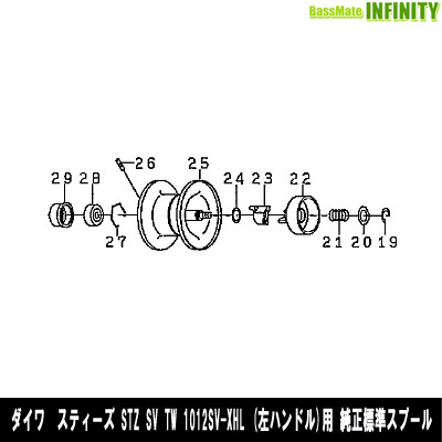 ●ダイワ　スティーズ STZ SV TW 1012SV-XHL(4960652057462)用 純正標準スプール (部品コード129637)　【キャンセル及び返品不可商品】