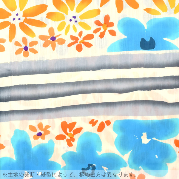 女性 女性浴衣セット「生成り はなづくし横段」ツモリチサト 注染 お