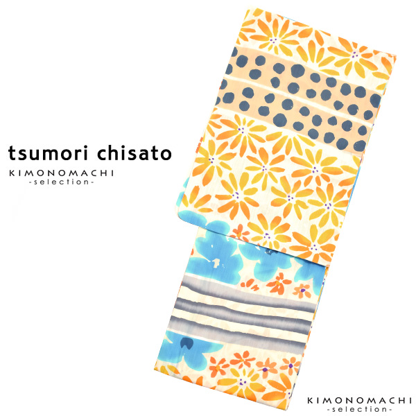 女性 女性浴衣セット「生成り はなづくし横段」ツモリチサト 注染 お