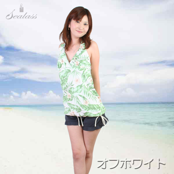 【あす着】TROPICAL BEACH バナナリーフ・カバー付きビキニ4点セット（レディース水着）92605sl1706