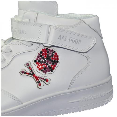 AinSophAur(アインソフオウル)Ain Force 1 MID cut Swarovski　Pattern(W-PL)White×ピンクレオパード◆シューズ スニーカー AinSophAur(アインソフオウル)Ain Force 1 MID cut Swarovski Pattern