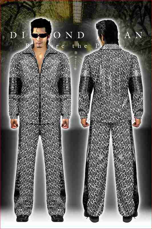 送料無料※dj-018 蛇柄長袖セットアップジャージ 上下 服 パイソンヘビ