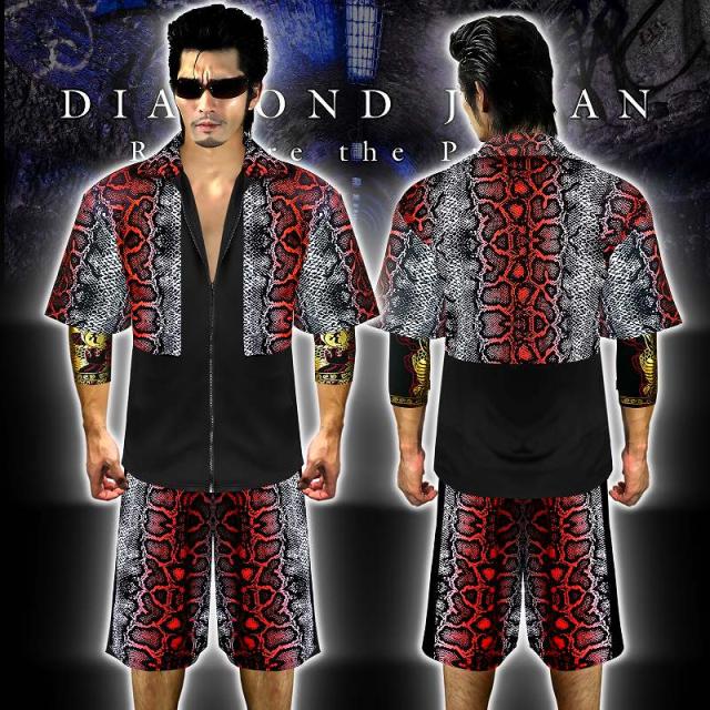 送料無料ポイント2倍 赤蛇 総柄 半袖 セットアップ ジャージ ヤクザ ヤンキー 悪羅悪羅系 オラオラ系 上下 服 DJ-103 派手 夏物 悪党の店 バースジャパン BIRTHJAPAN