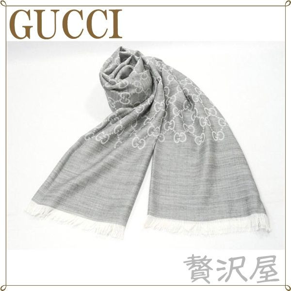 グッチ GUCCI マフラー ストール メンズ レディース GG　大判マフラー シルク入り  165904