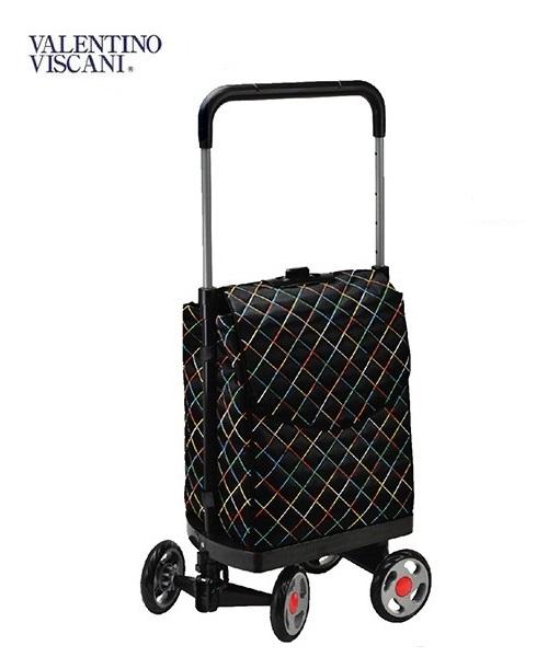 HR★☆ヴァレンチノ・ヴィスカーニ ショッピングカート エコバッグ 4輪 高さ調節 15176-01 クロ[送料無料(一部地域を除く)]