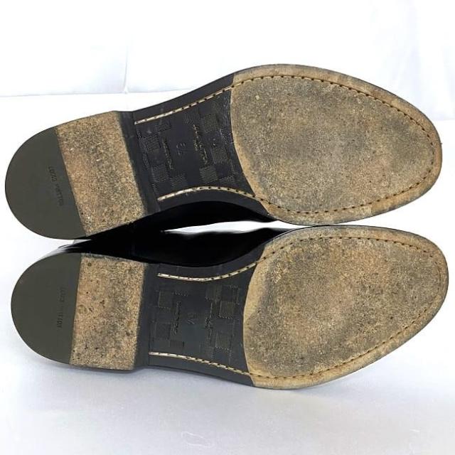 ルイ ヴィトン サイドゴア ブーツ ブラック 美品 メンズ 25.0cm レザー 中古 ST0093 LOUIS VUITTON 男 サイド ロゴ LV シンプル アパレル 本革 革 ハイカット 定番 人気 男性 通勤 通学 黒色 お洒落 カジュアル 箱付き エレガント 上品 ブランド 本物 鑑定済み